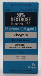 50% DEXTROSE INJ, USP LIFESHIELD ANSYR-II SYRINGE 0.5G/ML 50ML