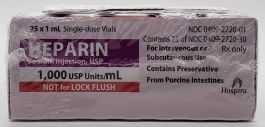 HEPARIN SODIUM INJ, USP SDV 1000U/ML 1ML