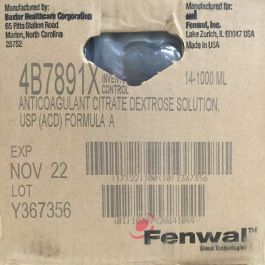 ANTICOAGULANT CITRATE DEXTROSE 1.6% IV SOLUTION, USP (ACD) FORMULA A 1000ML