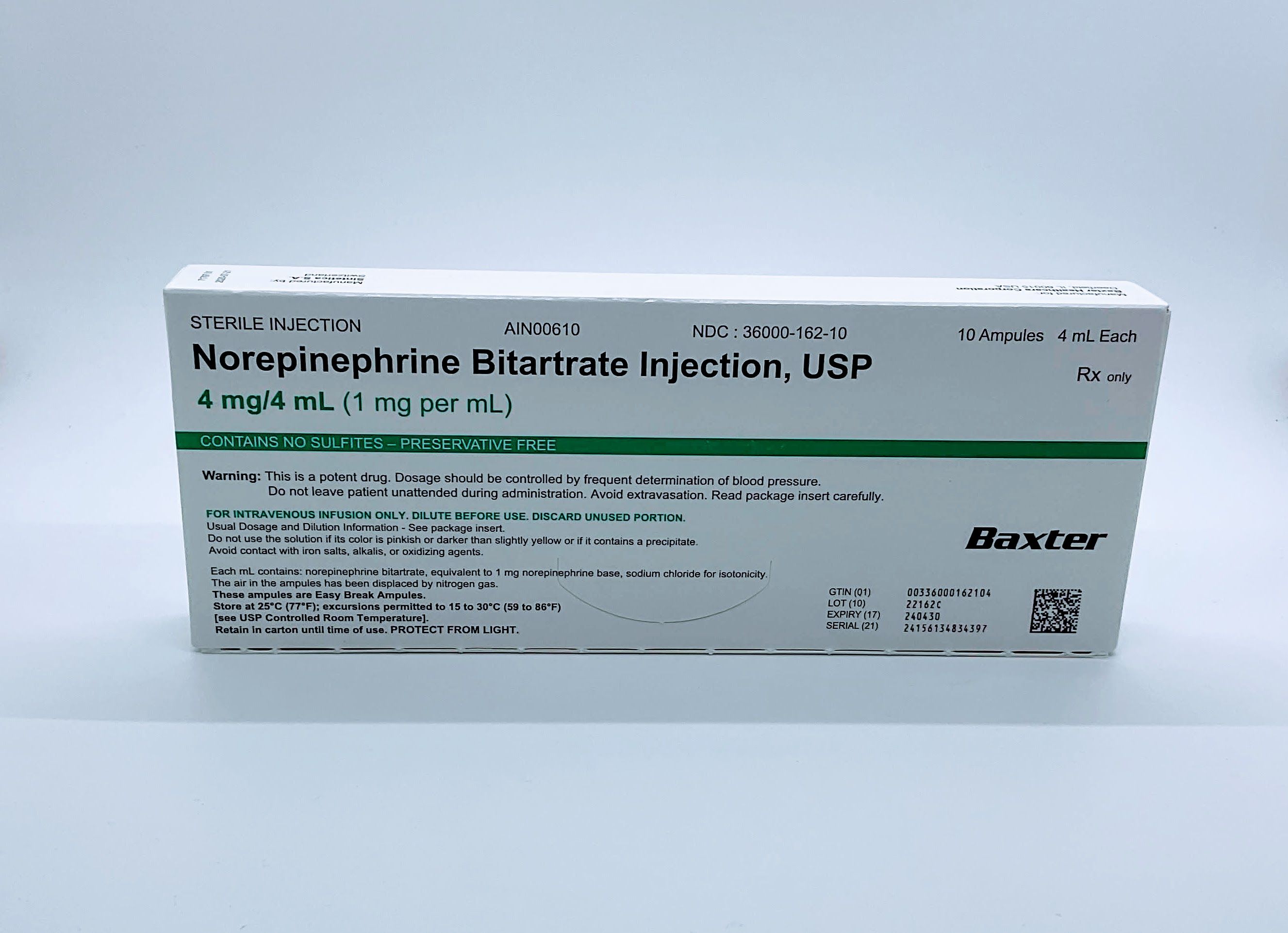 norepinephrine injection dose